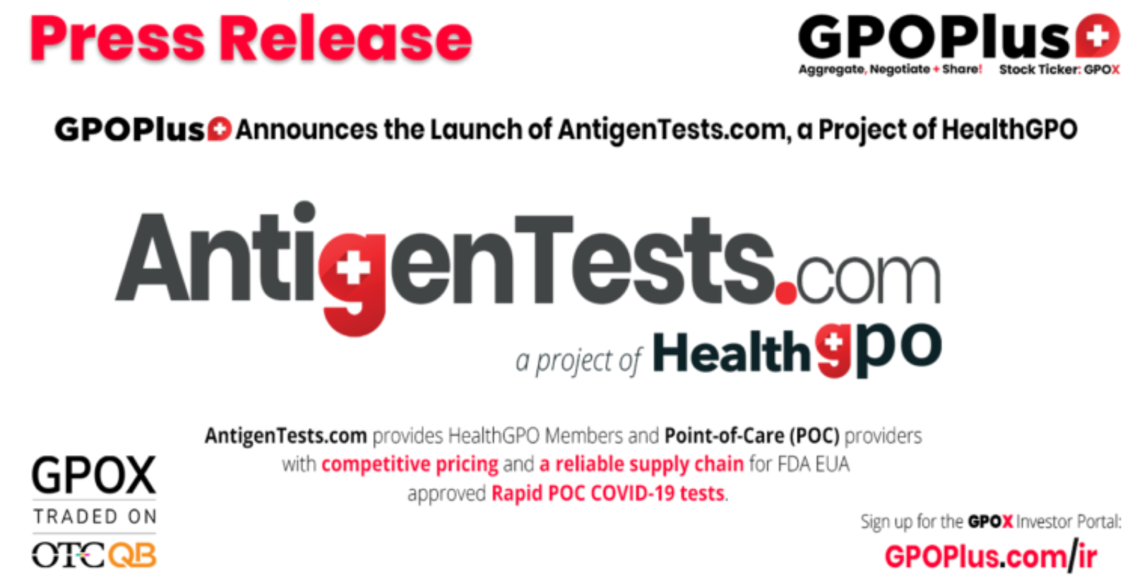 GPOPlus+ Announces the Launch of AntigenTests.com, a Project of ...