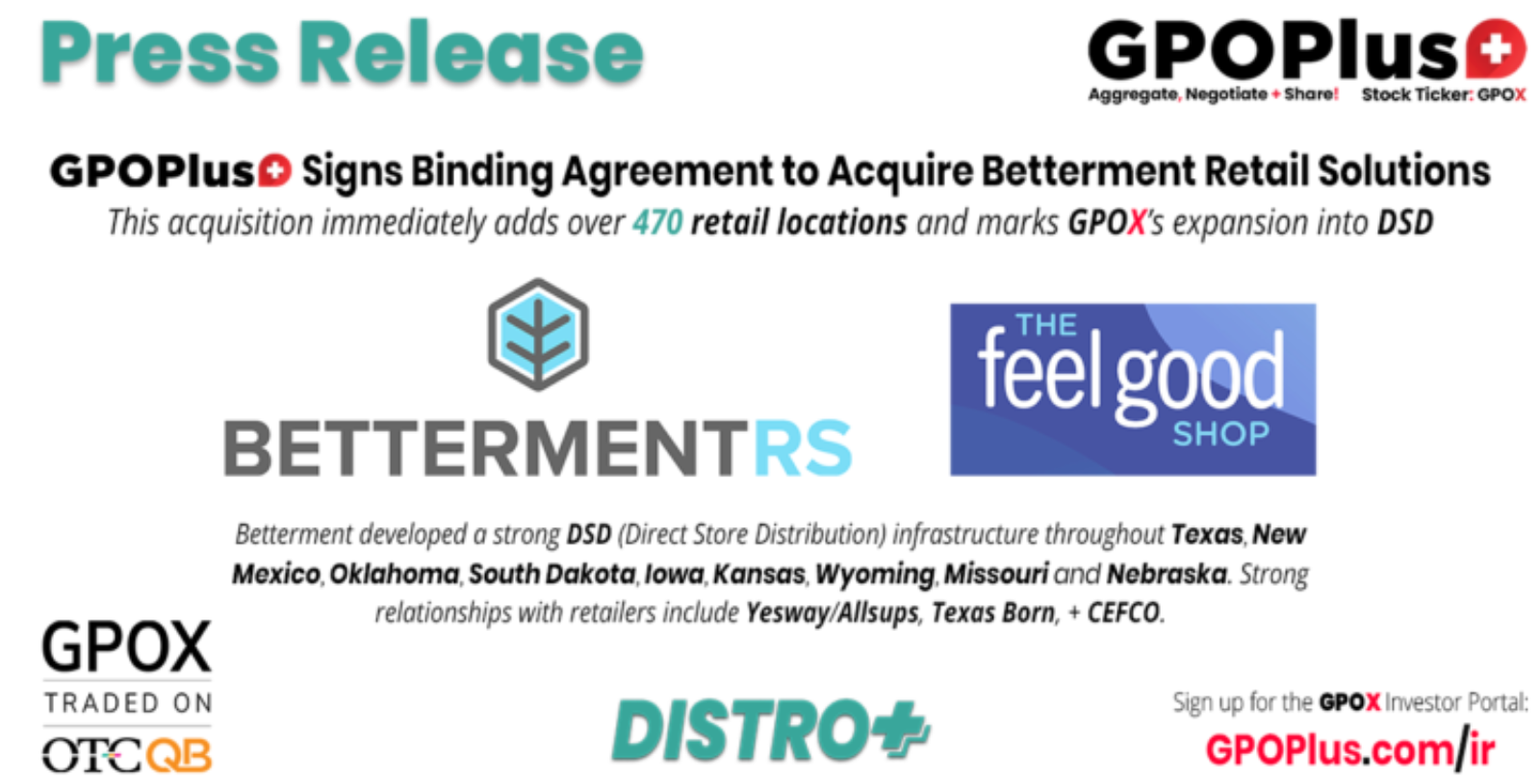 GPOPlus+ Signs Binding Agreement to Acquire Betterment Retail Solutions ...
